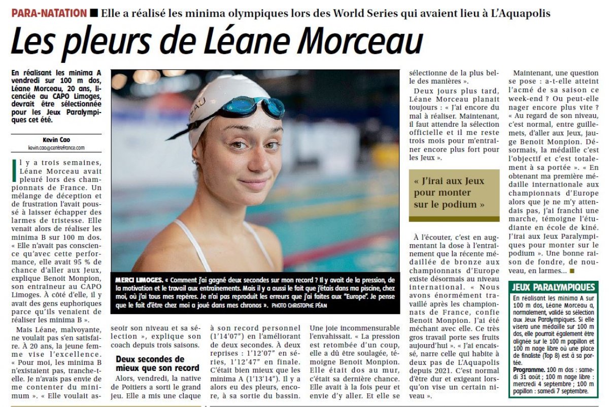 Léane MORCEAU sur le point de réaliser son rêve - APSAH